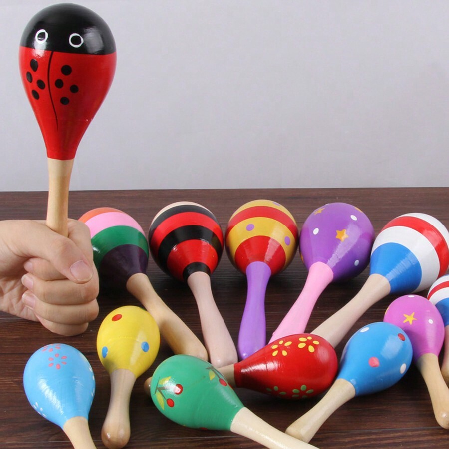 1pc Orff Percussion Wooden Shaker, Cartoon Painted Colorful Mini Sand ...