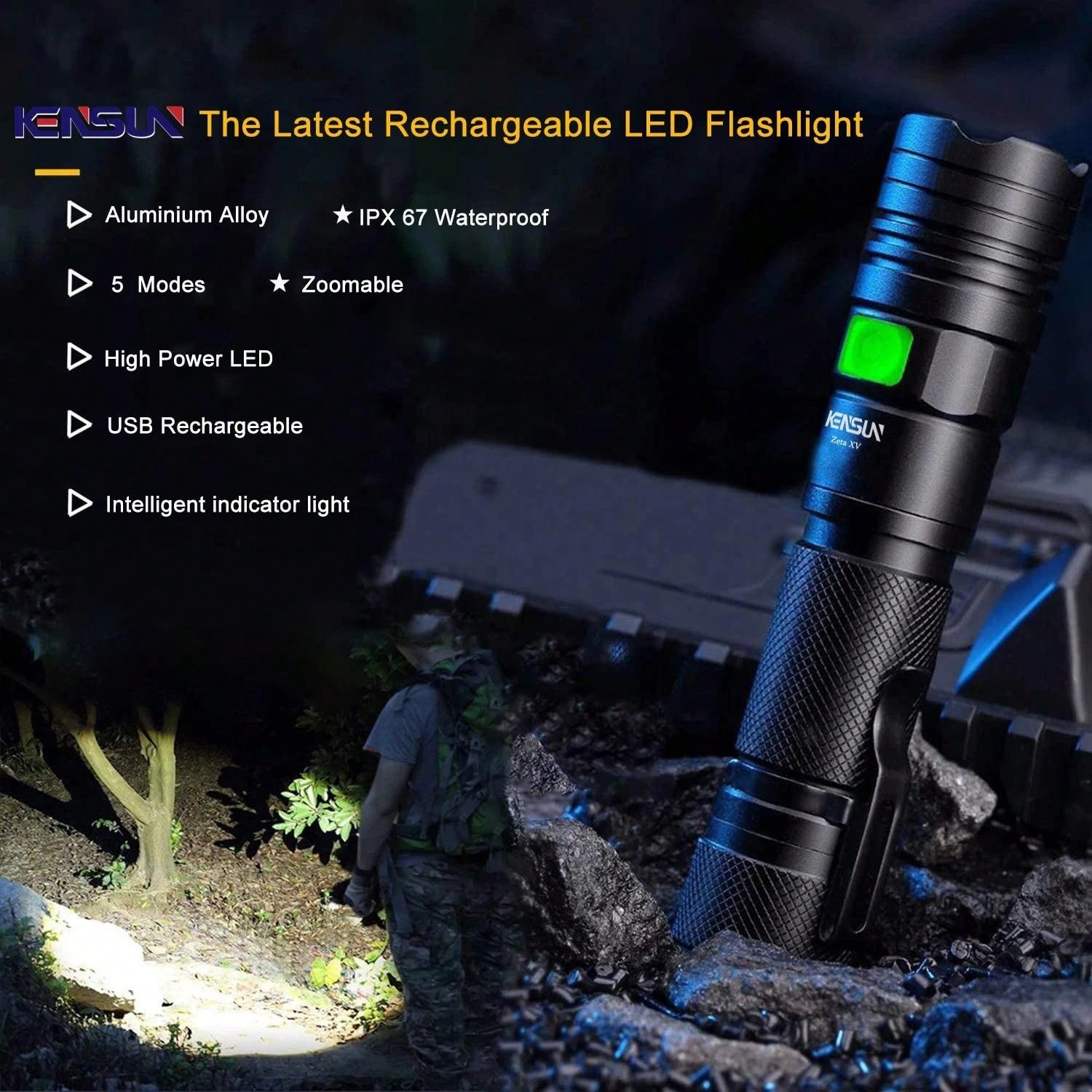 1PC Powerful LED Mini Flashlight Waterproof 5 Modes Zoomable Bright ...