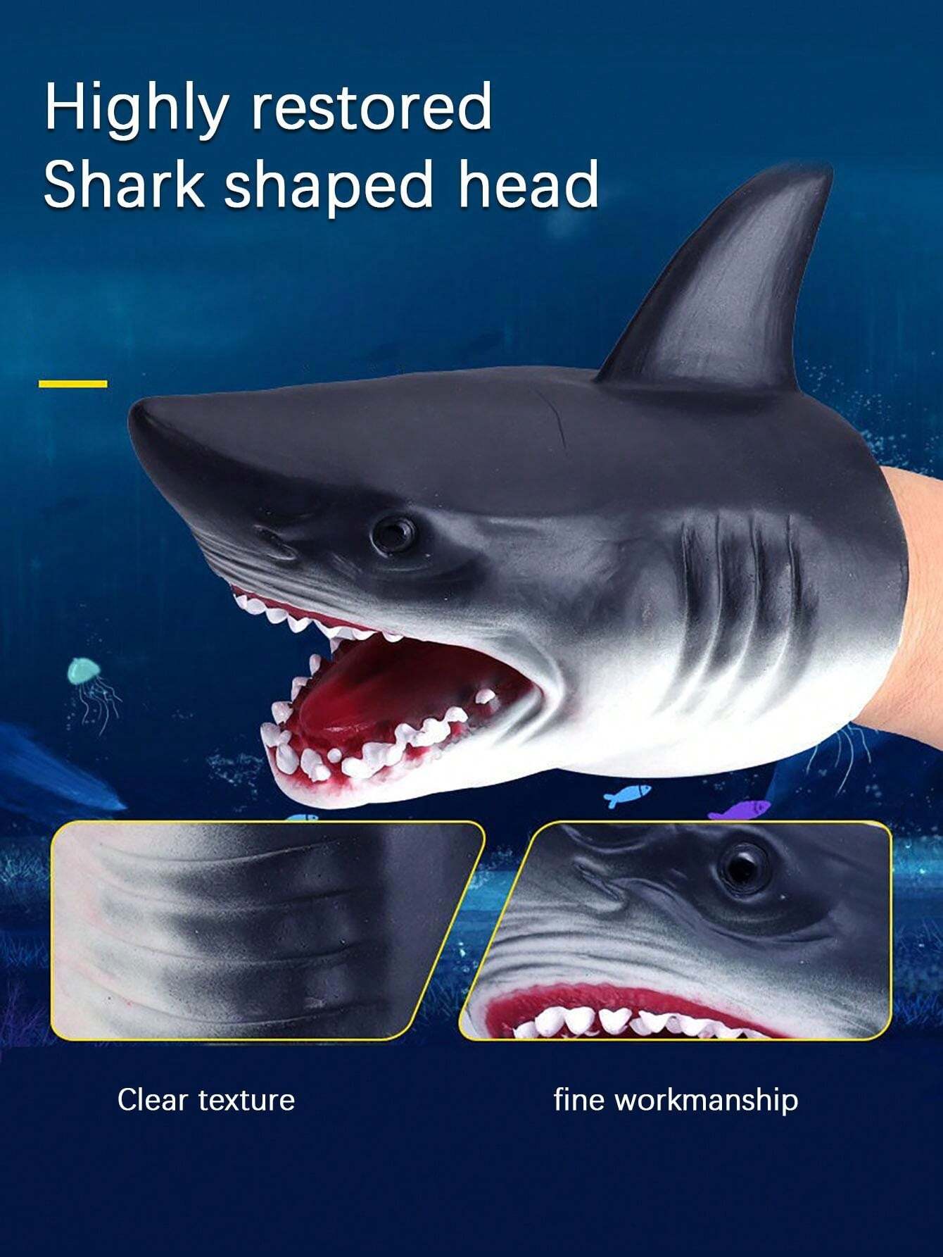 Shark Children Simulation Shark White Tiger Head Puppet Soft Rubber ...