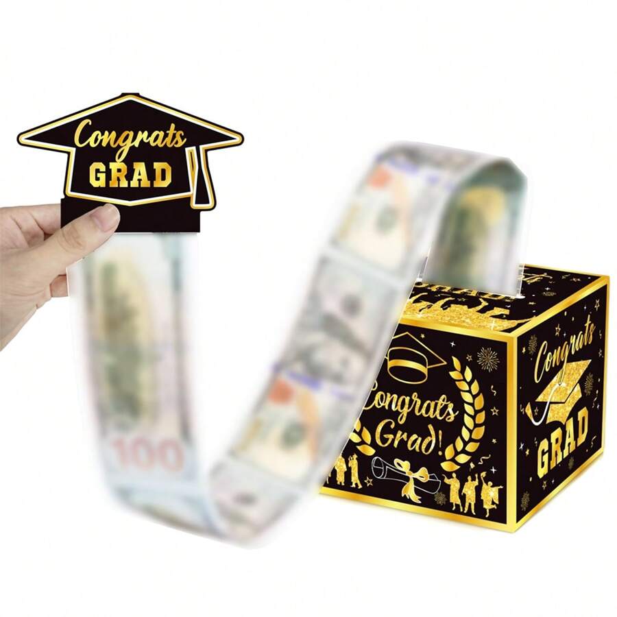 2024 Graduation Money Box Black & Gold Graduation Party Surprise Gift ...