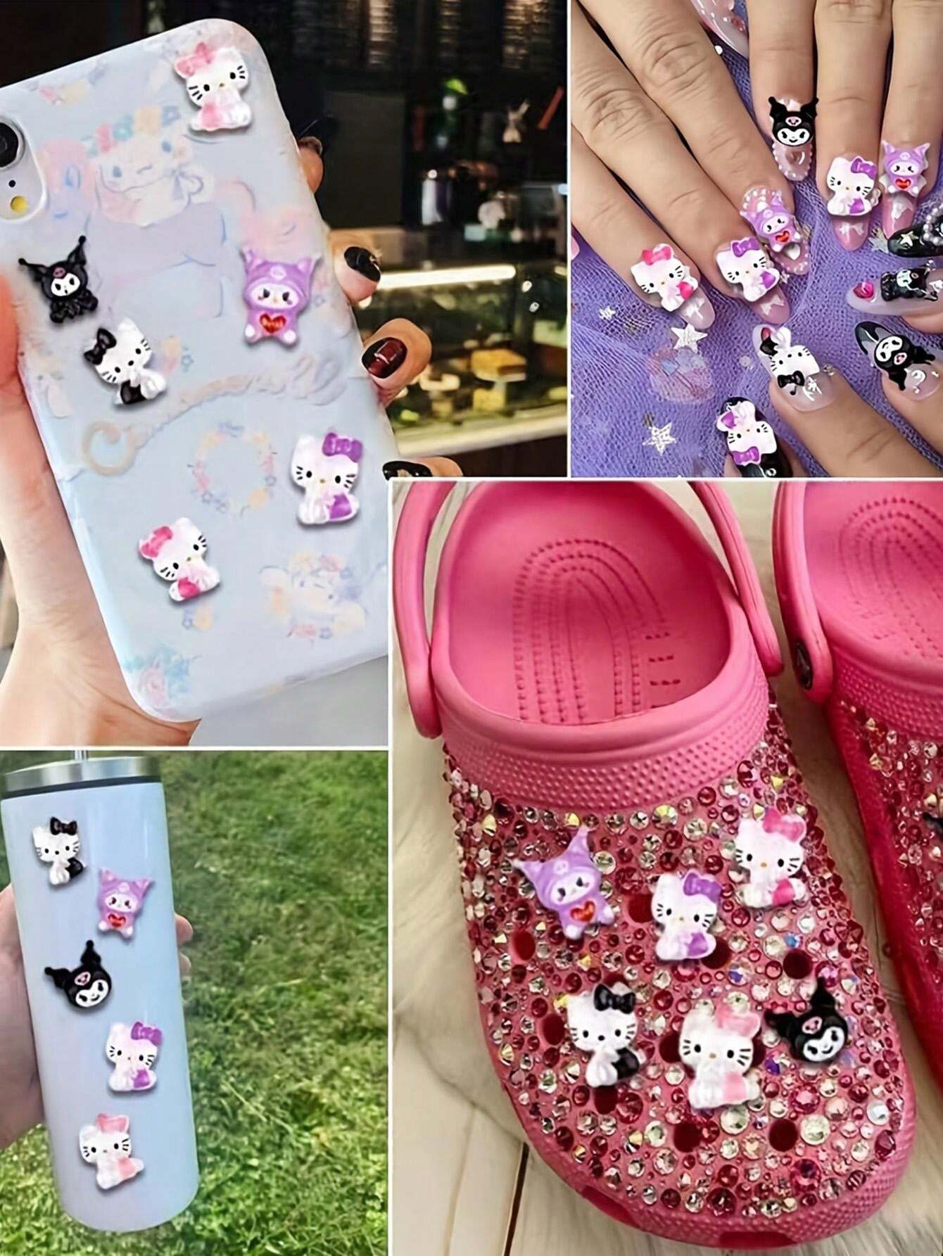 Sanrio 70Pcs/Box Hello Kitty Nail Charms Kawaii Kitty Cat Kuromi ...