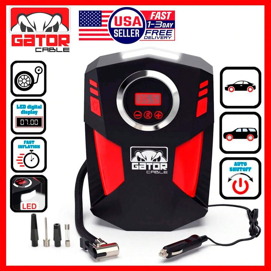 Car Tire Air Pump Inflator Compressor Portable Digital Electric Auto ...