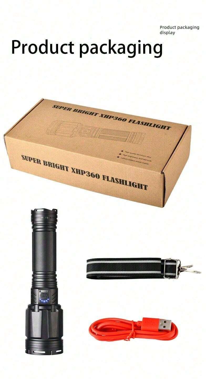15000 LM Super Bright LED Telescopic Zoom Flashlight, XHP360 Strong ...