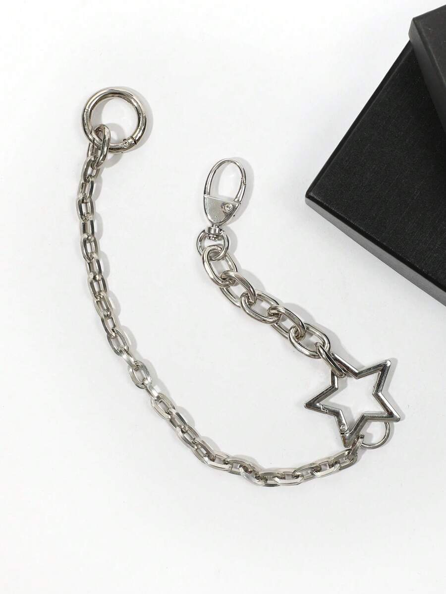 1pc Men's Hip Hop Style Star Decoration Chain, Silver/Gold Color Chain ...