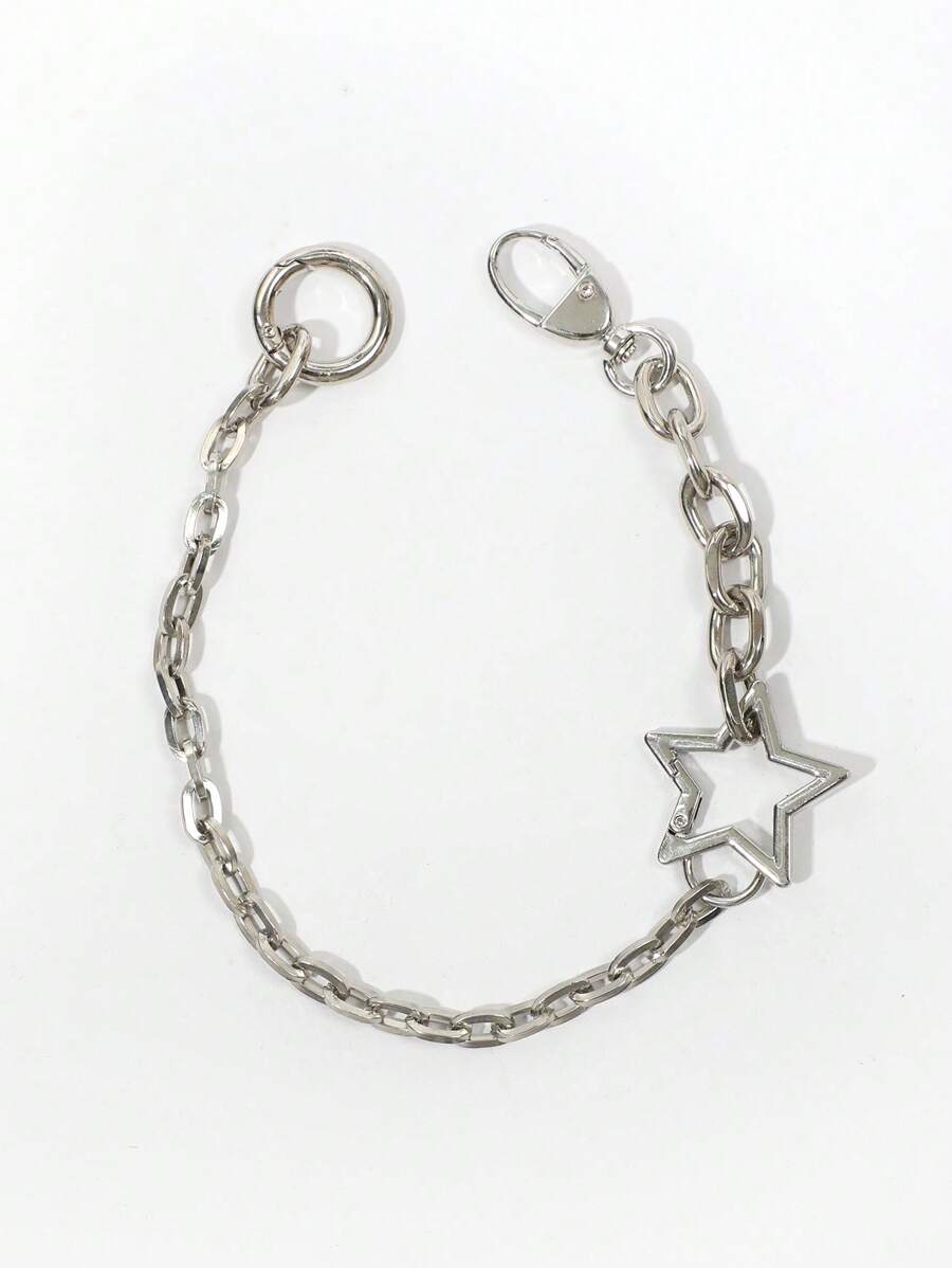 1pc Men's Hip Hop Style Star Decoration Chain, Silver/Gold Color Chain ...