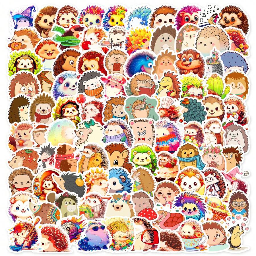 100Pcs Cute Hedgehog Stickers, Waterproof Vinyl Kawaii Hedgehog ...