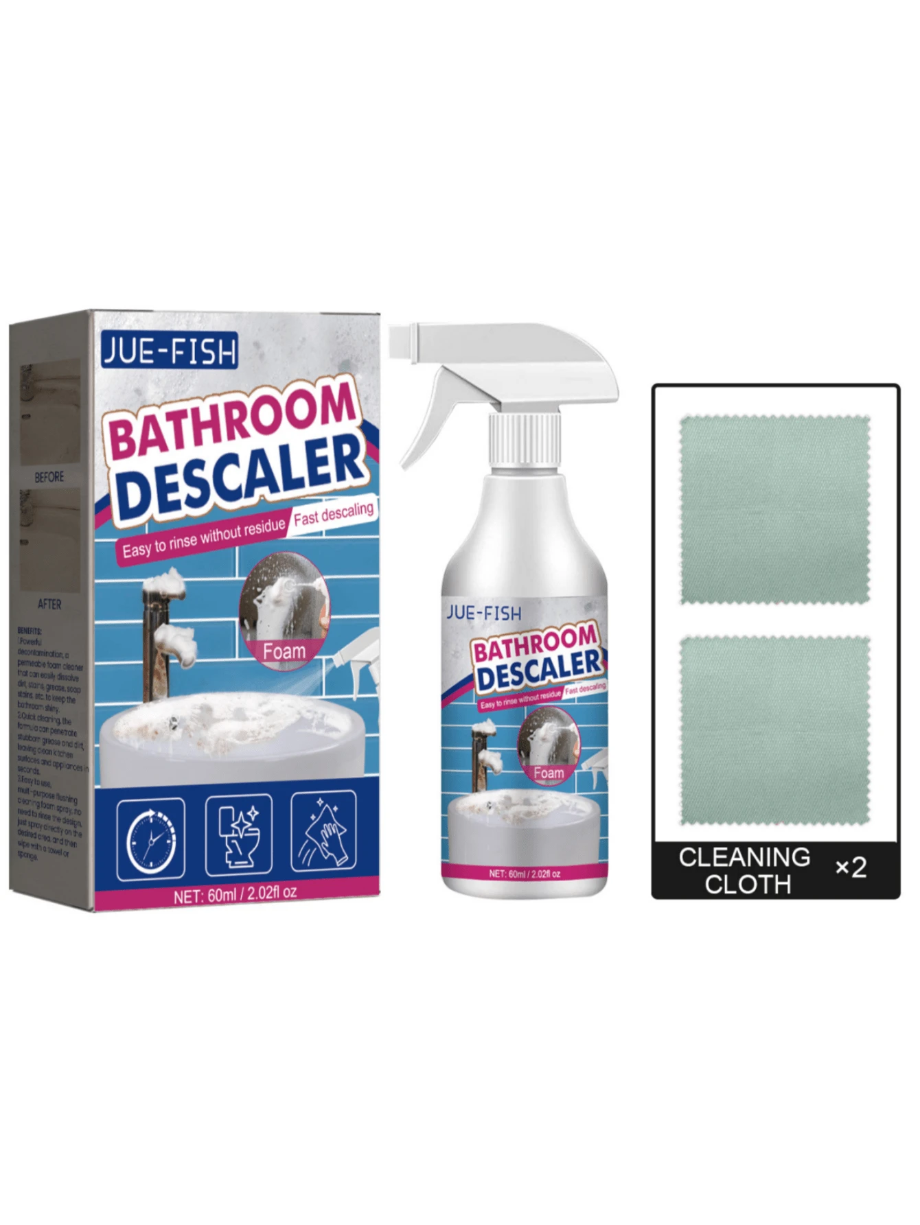 Jue Fish Bathroom Glass Wash Basin Cleaner, Shower Room Glass Scale ...