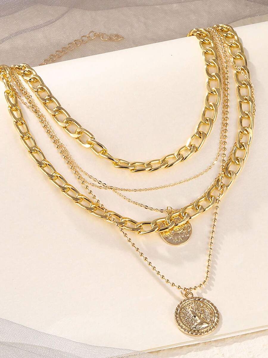 1pc European And American Style Hip-Hop Exaggerated Metal Multilayer ...