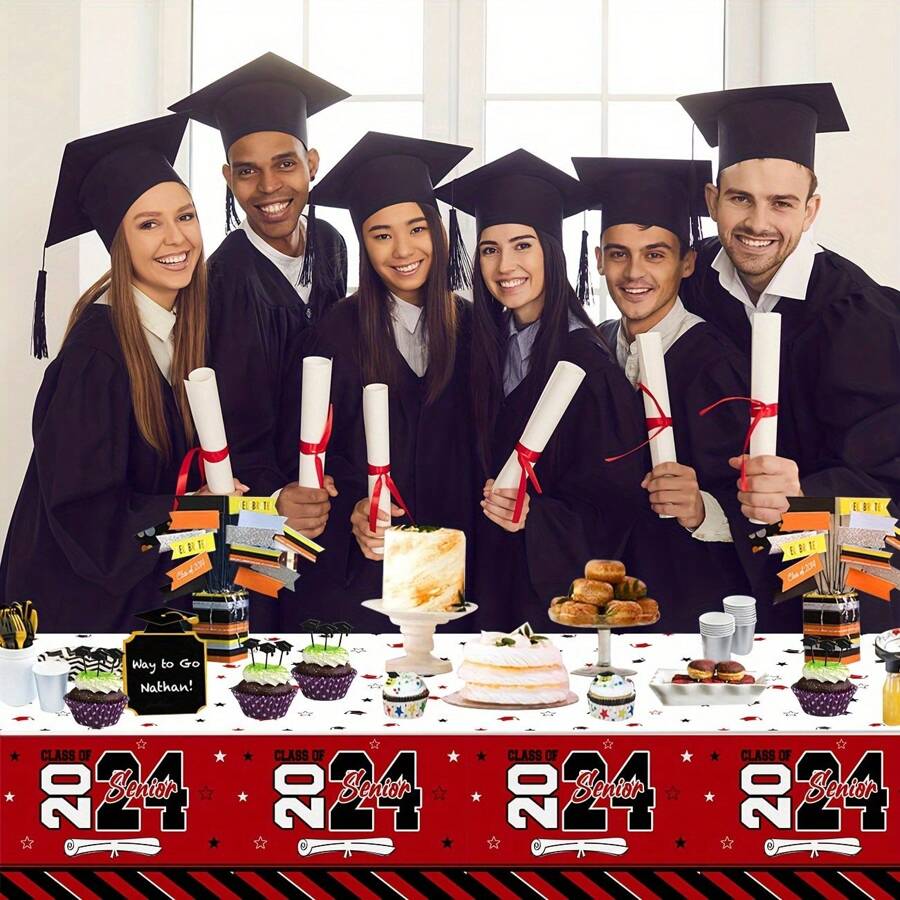 Graduation Decorations Class Of 2024 Tablecloth - 3 Pcs Plastic ...