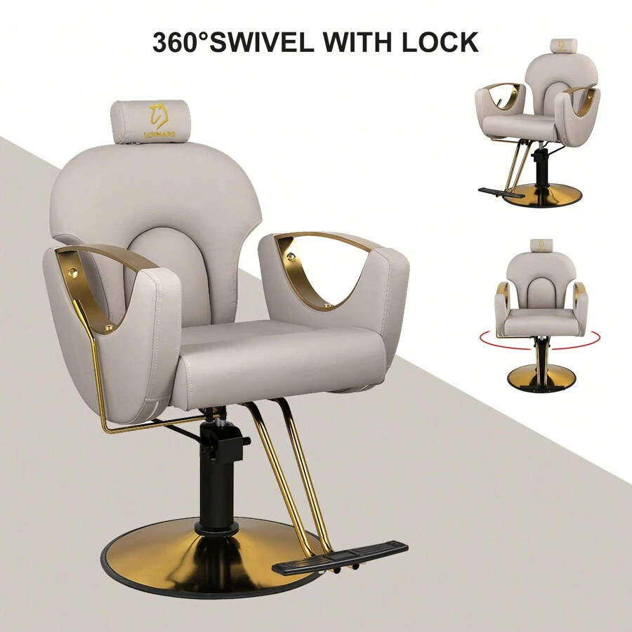 Barber Chair Reclining Salon Chair Height Adjustable Hydraulic Barber ...