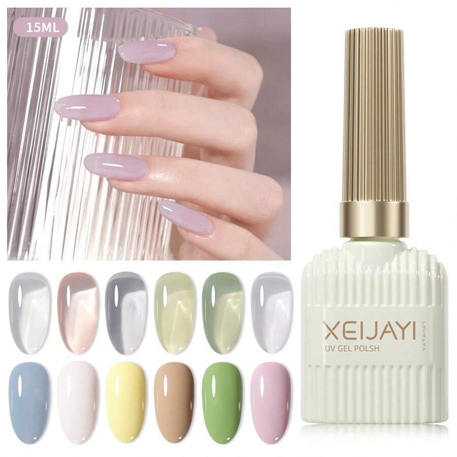 XEIJAYI XEIJAYI 12個 15ML ジェルネイルポリッシュスターターキット 6色 ブラックホワイトピンクグリーンソークオフノー ...