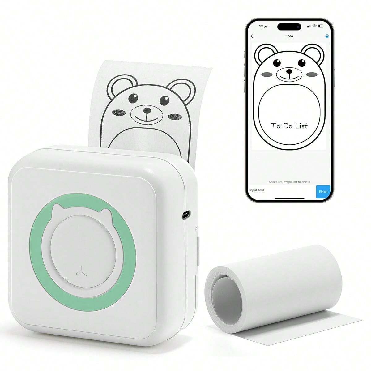 Portable Thermal Printer, No Ink Required, With Rolls Of Sticker And ...