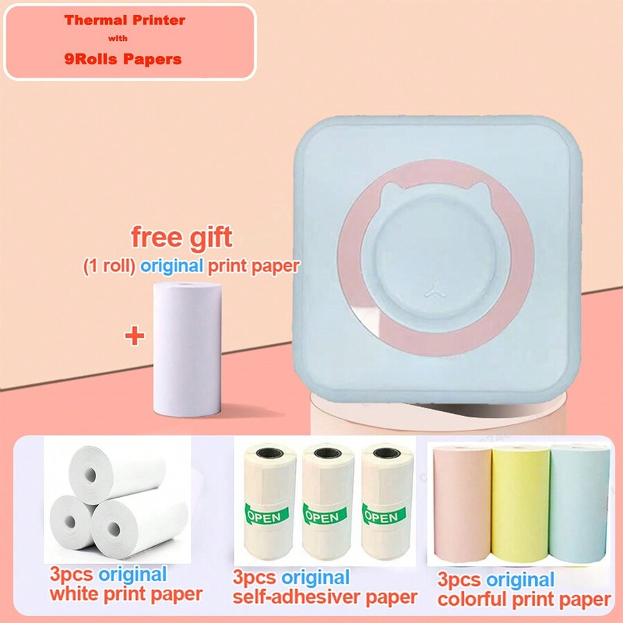 Portable Thermal Printer, No Ink Required, With Rolls Of Sticker And ...