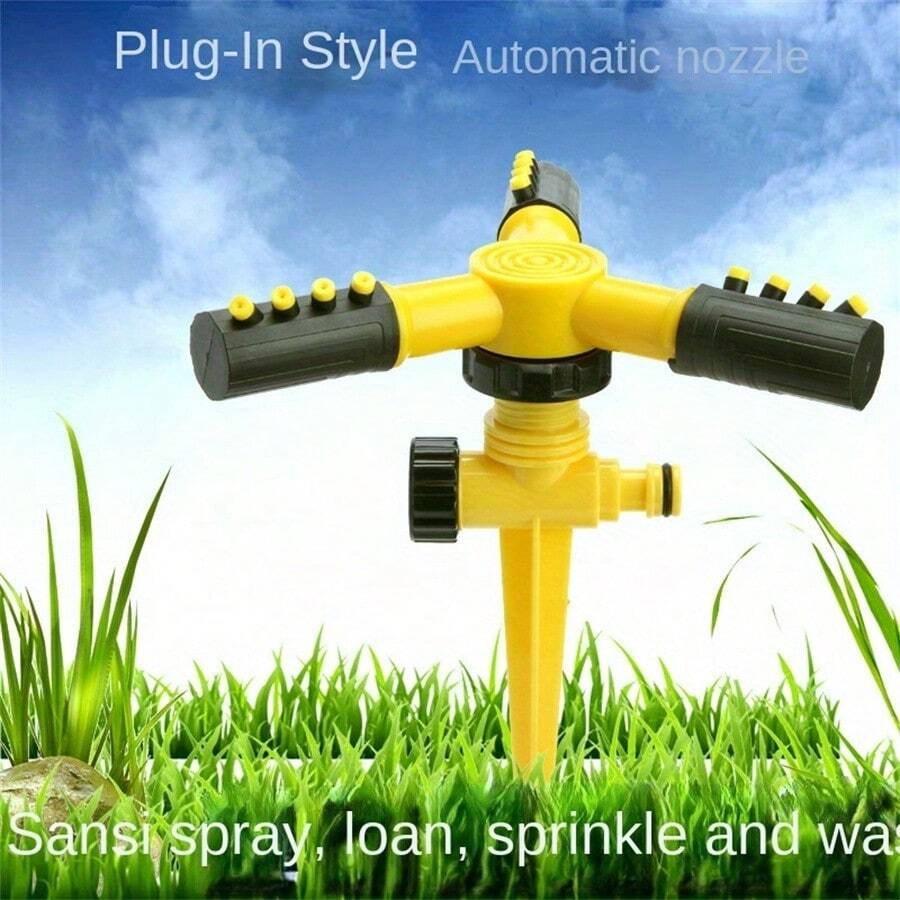 Automatic 3-Prong Rotary Sprinkler Head With Ground Insert For Garden ...