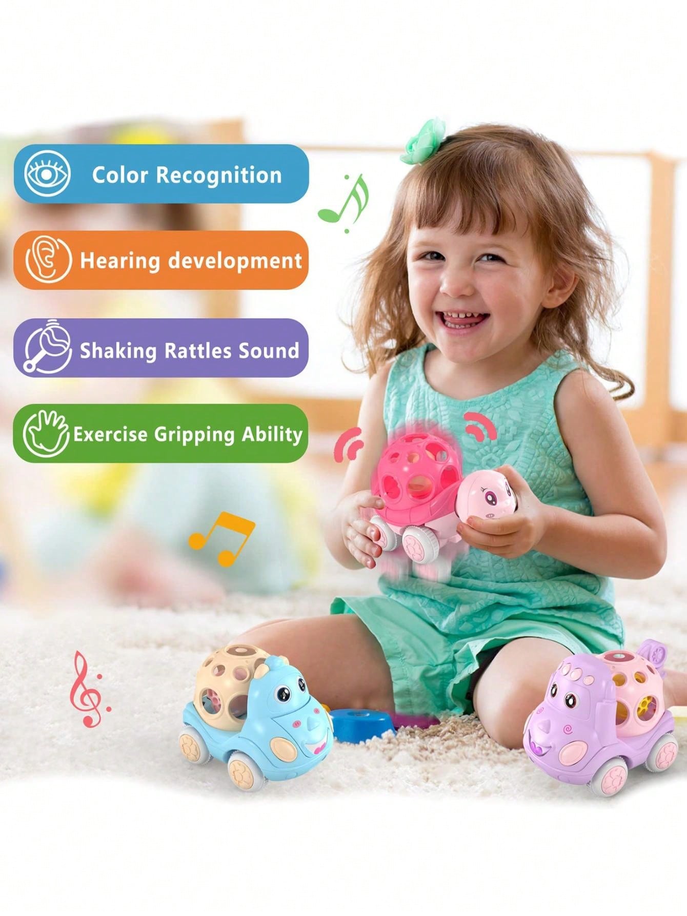 Baby Toy Car- 1-3 Years Old Toddler Car, Soft Rattle And Rolling Truck ...