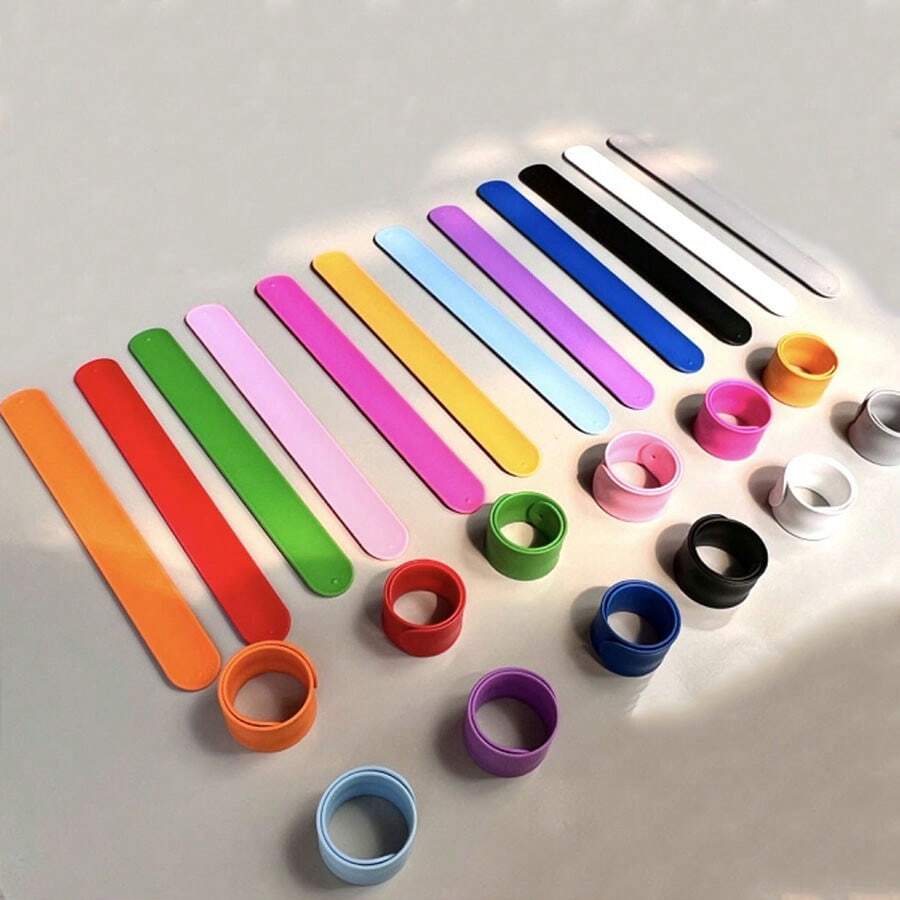 12pcs Silicone Rainbow Slap Bracelets Party Wrist Strap, 12 Colors Silicone Wristband For Teens ...