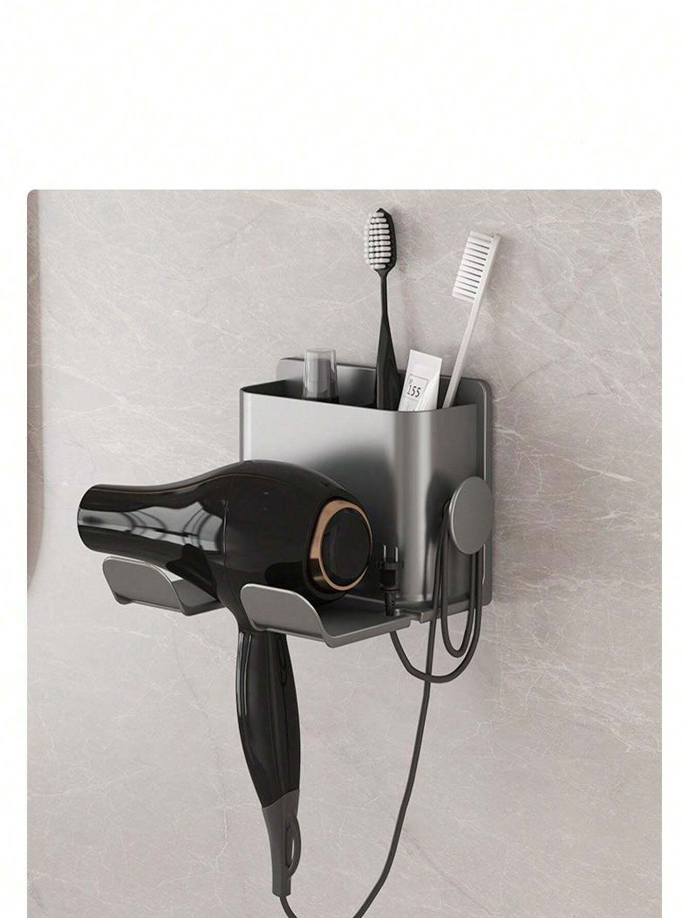 New Plastic Hair Dryer Holder Rack, Wall Mounted Bathroom Blow Dryer ...