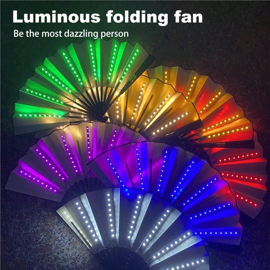 1pc Luminous Party Fan, Night Glowing Handheld Folding Fan For Party ...