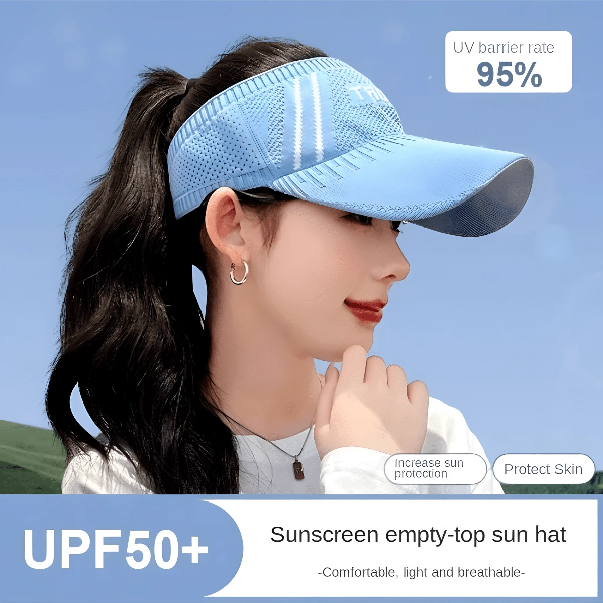 Sun Protection Cap With Wide Brim And Face Shield For Marathon, Outdoor ...