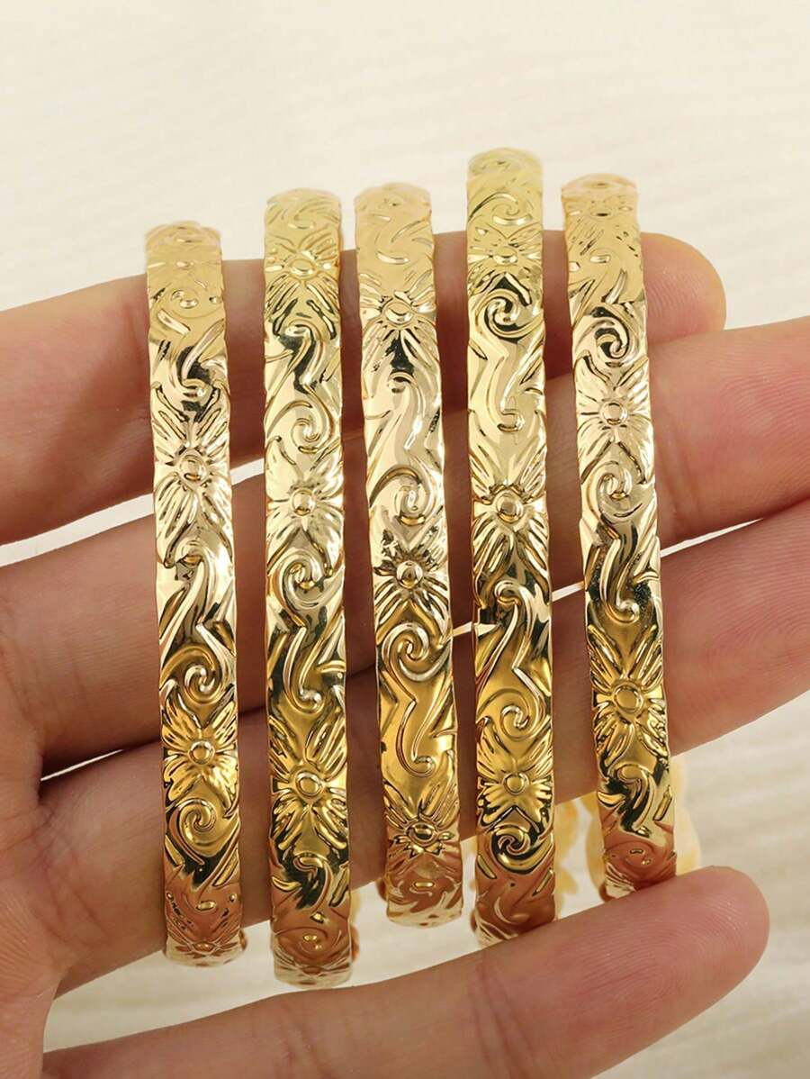 1pc 10mm Hawaiian Hamilton Gold Plated Copper Bangle | SHEIN USA