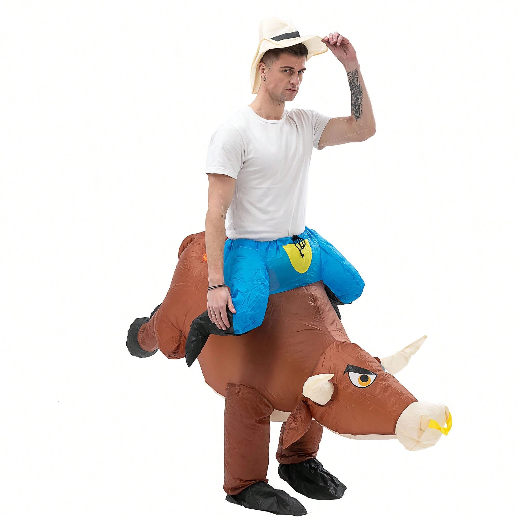 Morph Inflatable Bull Costume Adult, Bull Rider Inflatable Costume ...