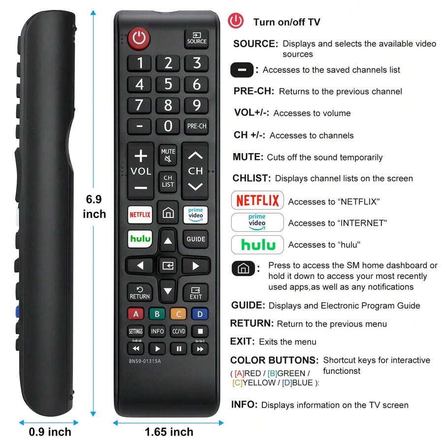 [Pack Of 2] New Universal Remote For All Samsung TV Remote, Replacement ...