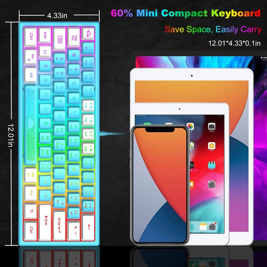 ATTACK SHARK K61 60% Percent Compact Gaming Keyboard UK Layout, RGB ...