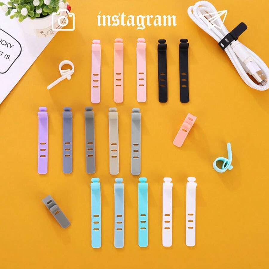 Silicone Cable Sorter Travel Reusable USB Cable Ties Cable Wrappers ...