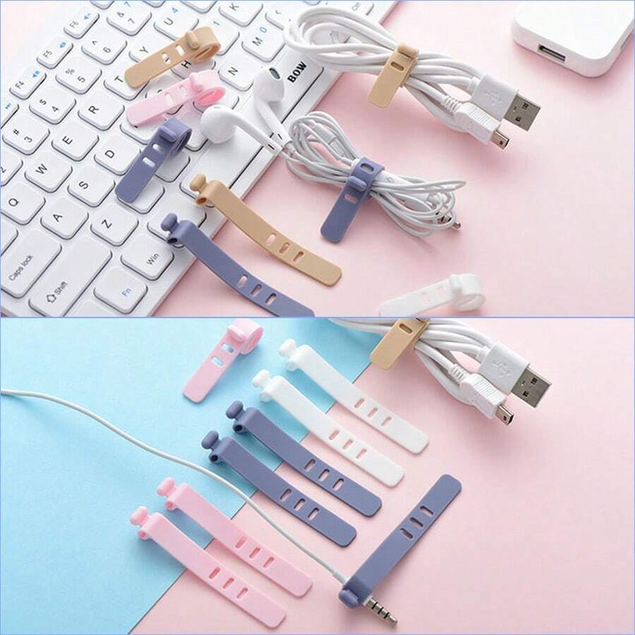 Silicone Cable Sorter Travel Reusable USB Cable Ties Cable Wrappers ...