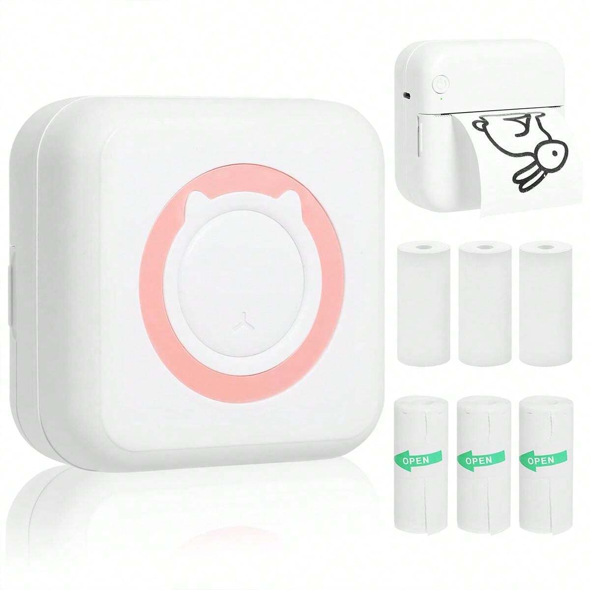 Portable Thermal Printer, No Ink Required, With Rolls Of Sticker And ...