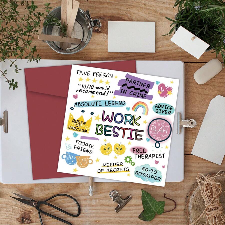 1pc Work Bestie Definition Greeting Card, Funny Birthday Card For ...