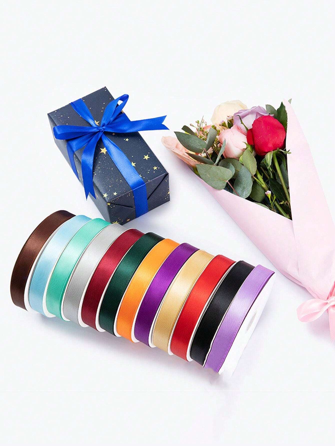 1pc Cake Box Ribbon, Flower & Baking Colorful Satin Ribbon Decorative ...