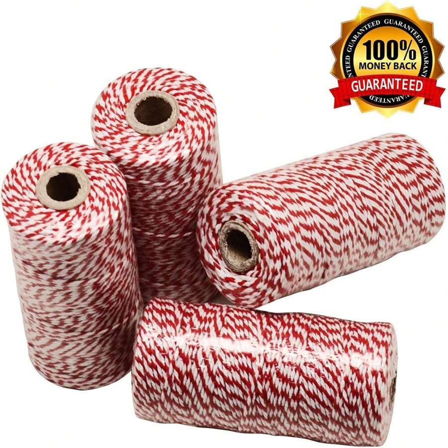 2 Rolls Bakers Twine Red & White 100M (328 Feet), Packing String ...