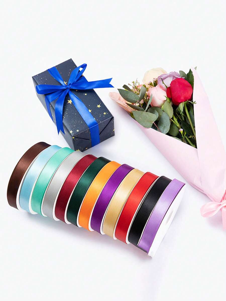1pc Cake Box Ribbon, Flower & Baking Colorful Satin Ribbon Decorative ...