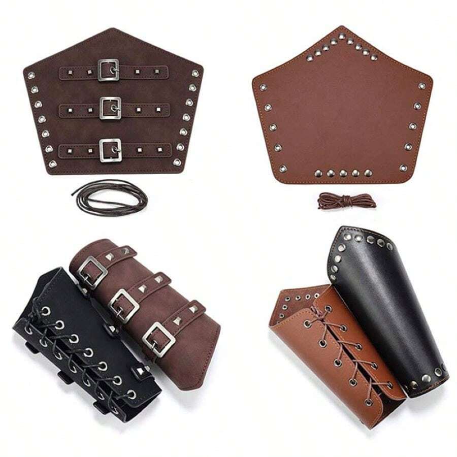 Viking Warrior PU Leather Arm Bracers - Medieval Glam Accessory For ...