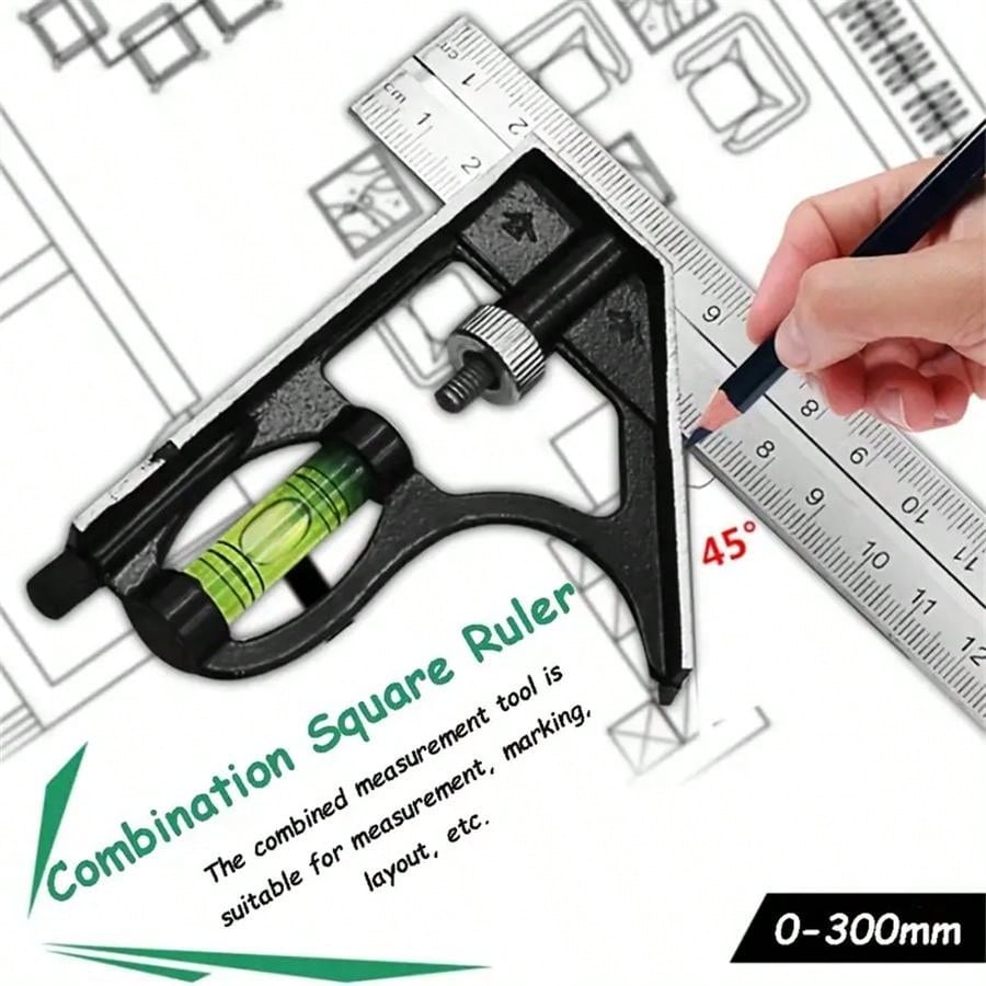 1pc Stainless Steel Movable Combination Angle Ruler, Protractor & Level ...