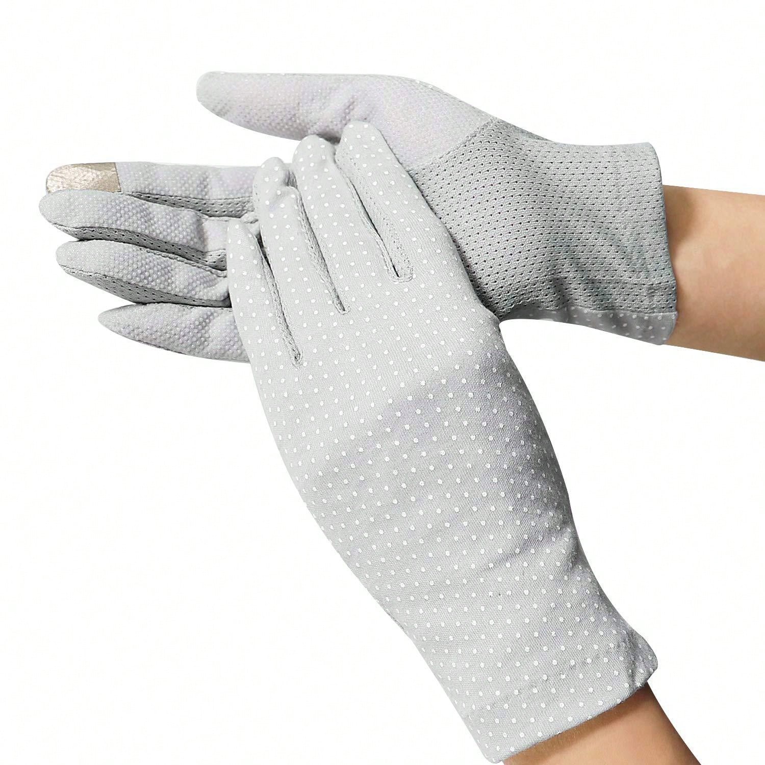 Womens Sunscreen Gloves UV Sun Lightweight Cotton Touch Screen Driving ...