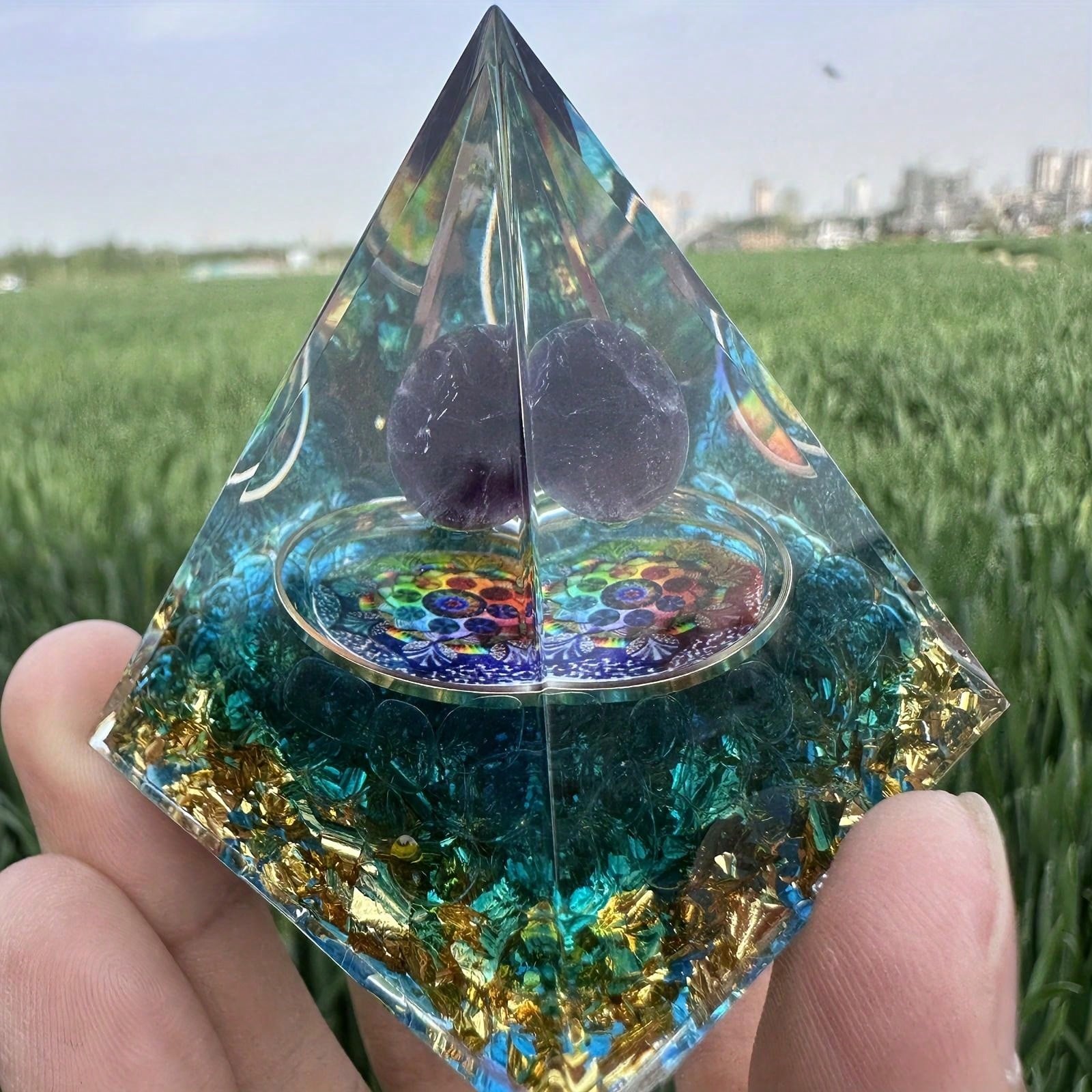 1pc Orgon Pyramid Energy Generator, Natural Amethyst, Protection ...