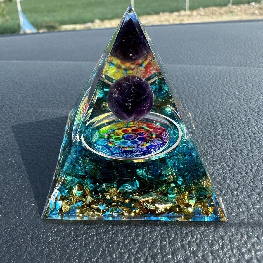 1pc Orgon Pyramid Energy Generator, Natural Amethyst, Protection ...