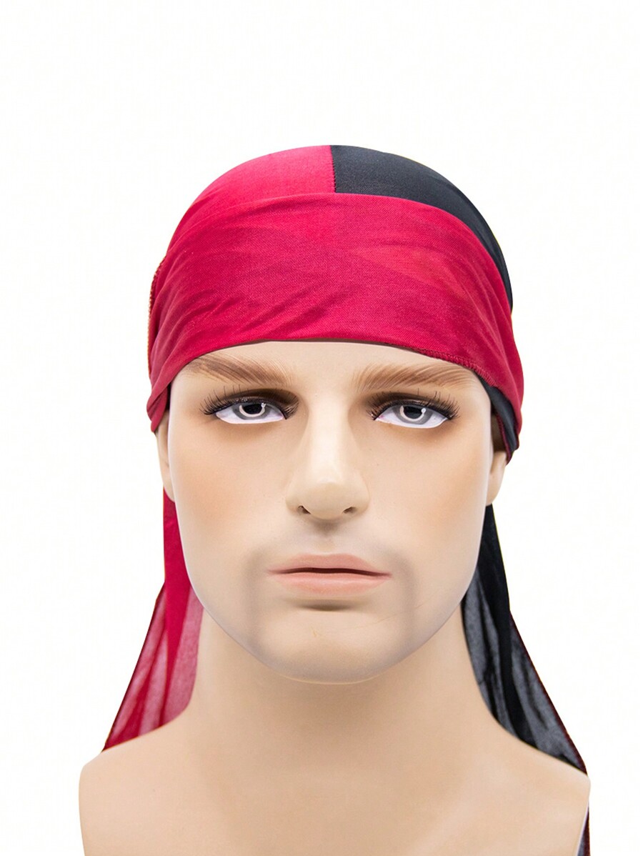 Two Tone Satin Long Tail Cap Headscarf With Elastic Hairprotective ...