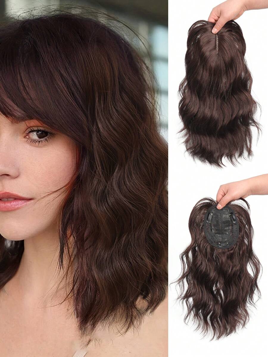 Women's Top Hair Water Ripple Wig Air Bangs Head Hair Replacement ...