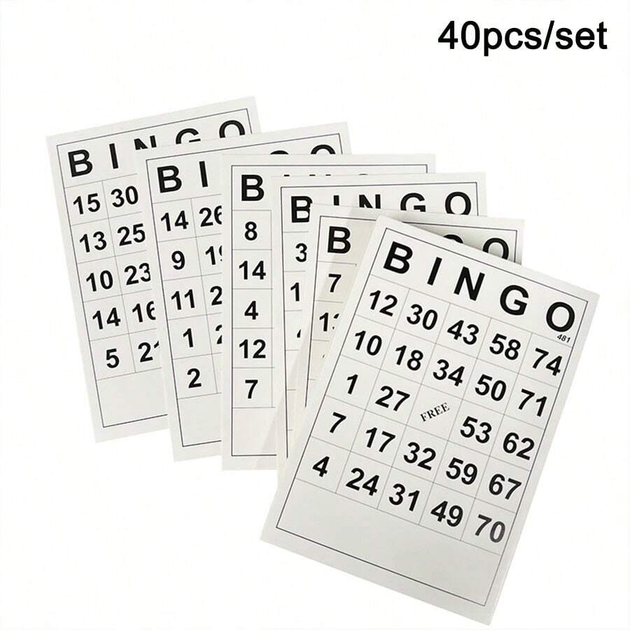 40pcs Bingo Game Cards,Perfect For Family Gathering And Festival Party ...