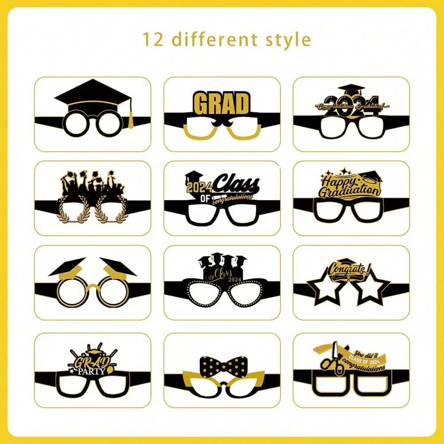 12 Pack 2024 Graduation Eyeglasses Glitter Class Of 2024 Grad Photo ...