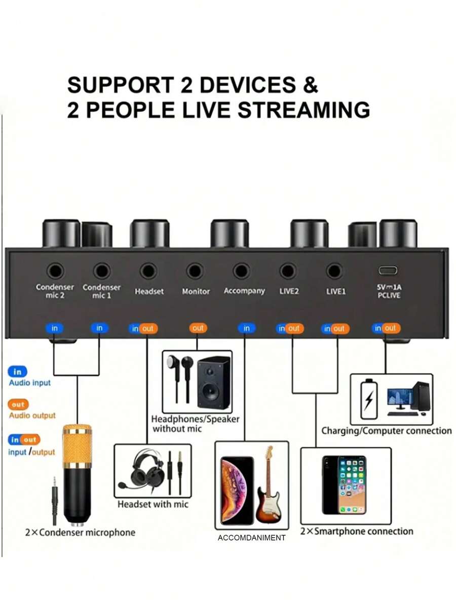 V8SLivebroadcast Sound Card Formula Microphone Set, Live Sound Card ...