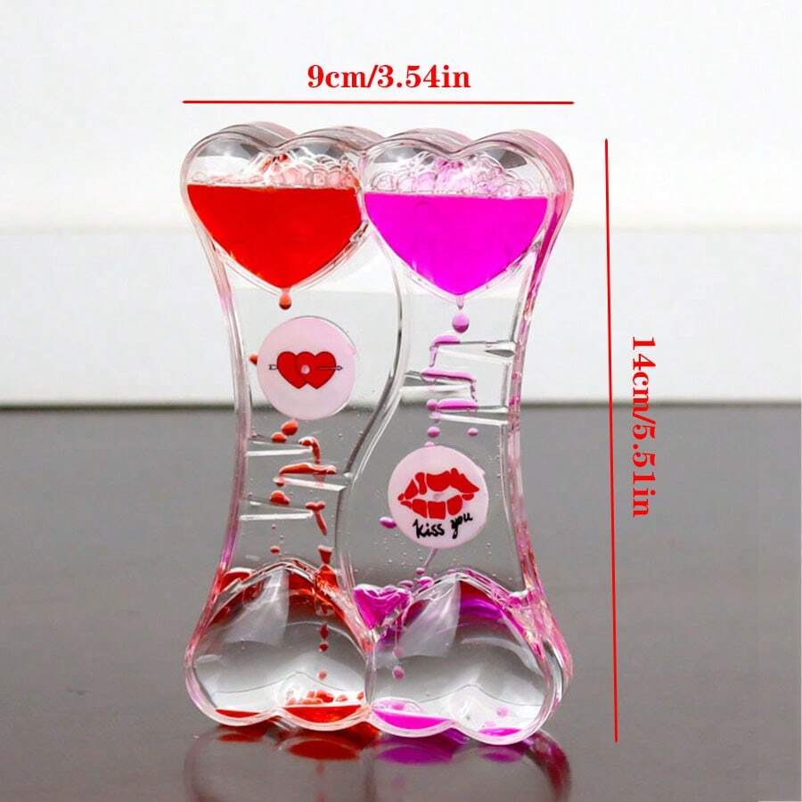 1pc Oil Leakage Decompression Crystal Oil Drop Dual Heart Acrylic Decor ...