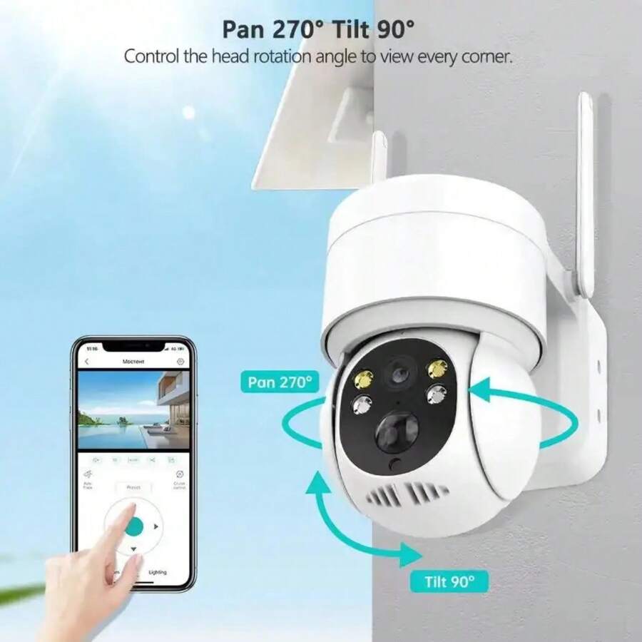 WiFi PTZ Camera Outdoor 4MP HD Wireless Solar Surveillance IP Camera ...