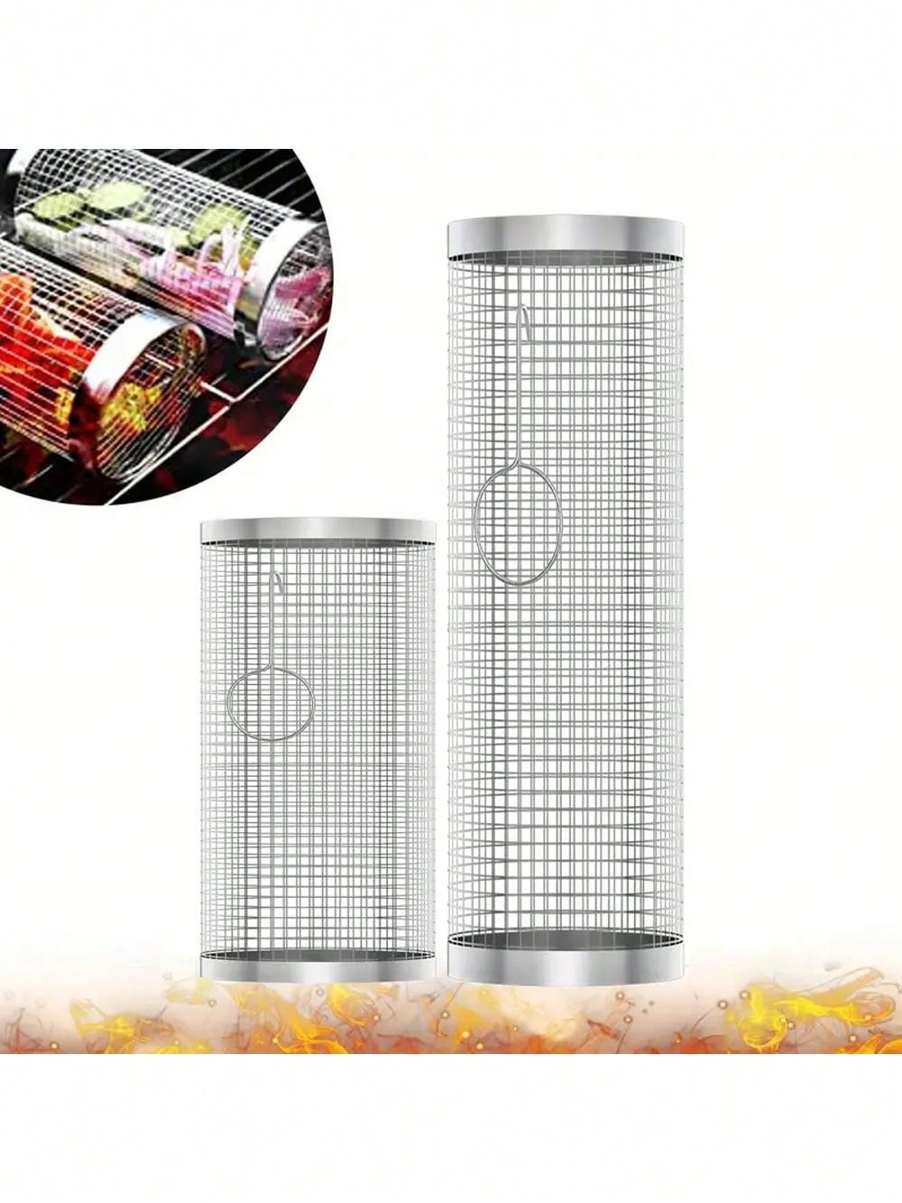 Stainless Steel Outdoor Bbq Roasting Cage, Rolling Roasting Tube ...