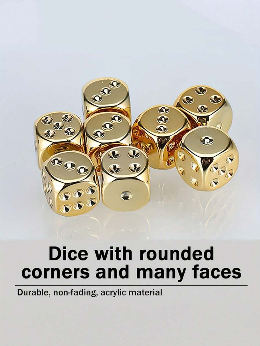 5pcs, Electroplated Gold-Plated Dice Set, Multi-Sided Dice Set, Essential Toys For Multi-Person ...