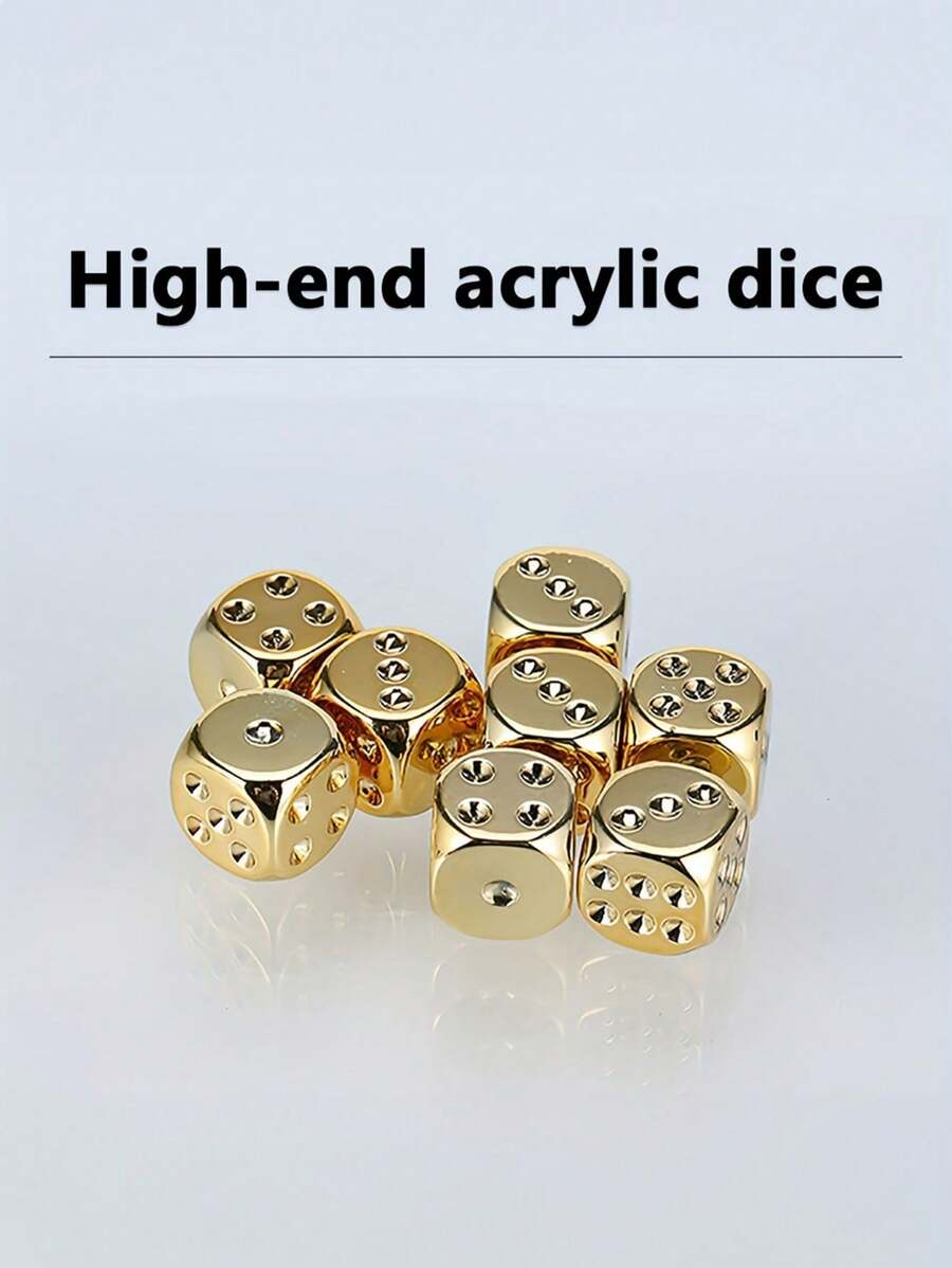 5pcs, Electroplated Gold-Plated Dice Set, Multi-Sided Dice Set, Essential Toys For Multi-Person ...