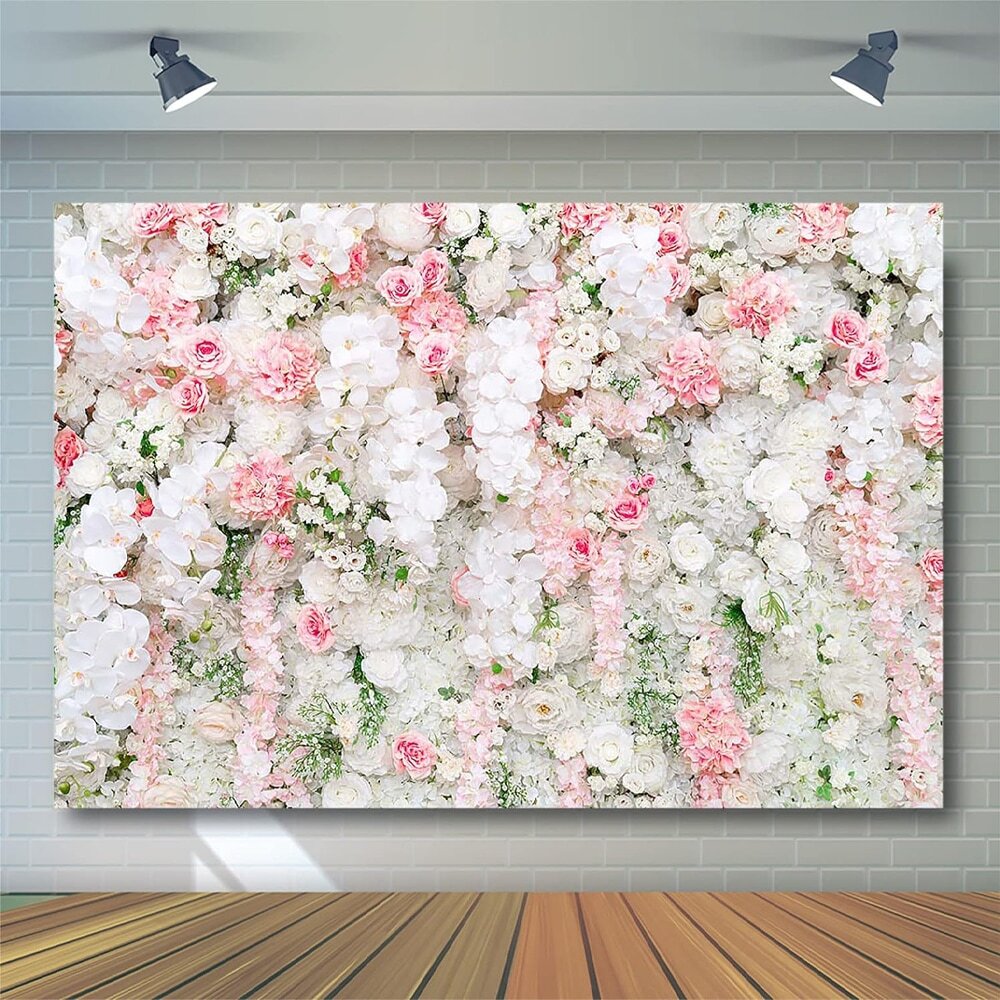 Pink White Rose Wisteria Wedding Portrait Photography Background Flower ...